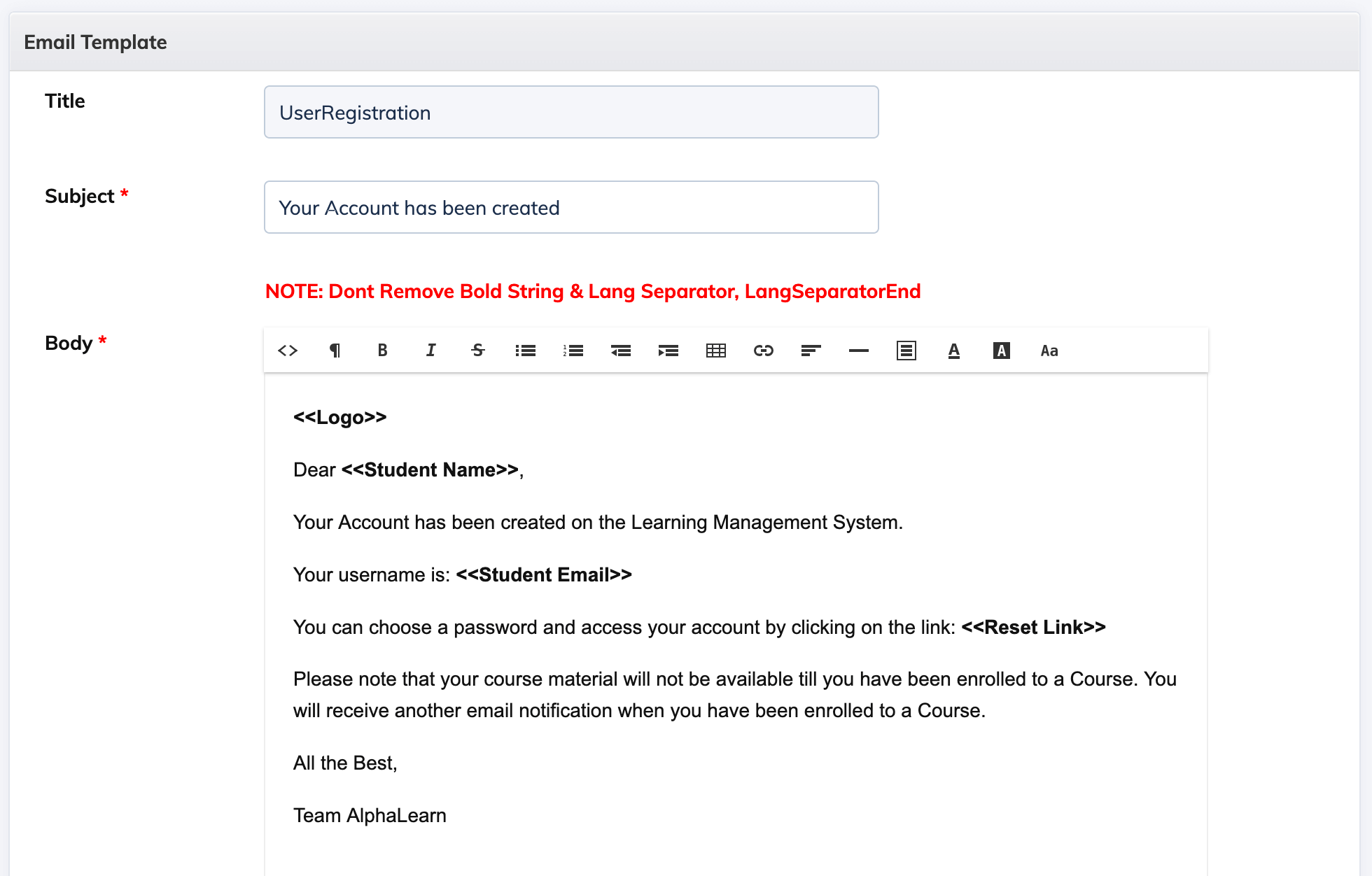 Customize Email Templates - Alphalearn Customize Email Templates - Alphalearn
